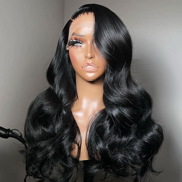 Deep Side Part Human Hair Lace Wig Body Wave HD Lace Front Wigs With A ...