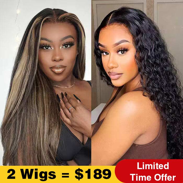 2Wigs $189 | Balayage Highlight Straight Glueless Wig + 8x5 Pre Cut ...