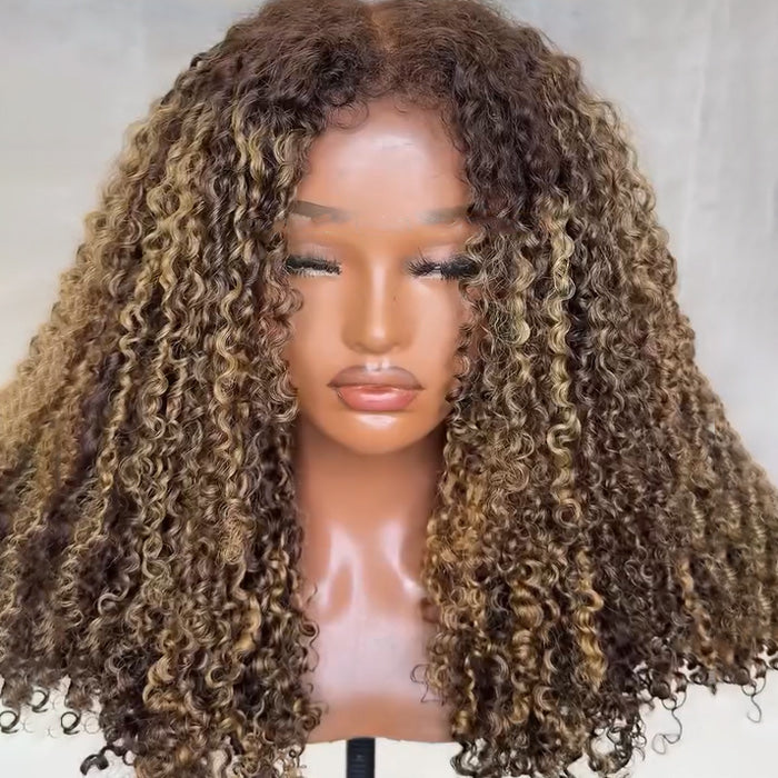 350% Density Golden Balayage Highlights Coil Curly 4C Edges Glueless W – Subella Hair