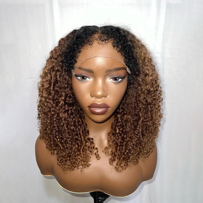 4C Edges Hairline Glueless Lace Front Wig High Quality Spiral Curly Bl ...