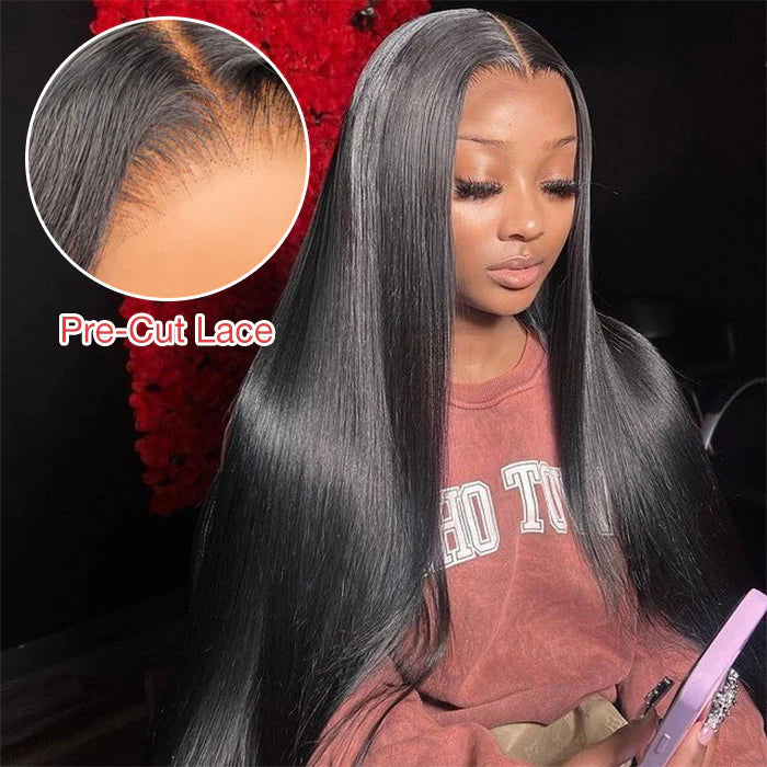 Pre Cut Wig Straight HD Lace Front Wigs For Black Women Human Hair Pre ...