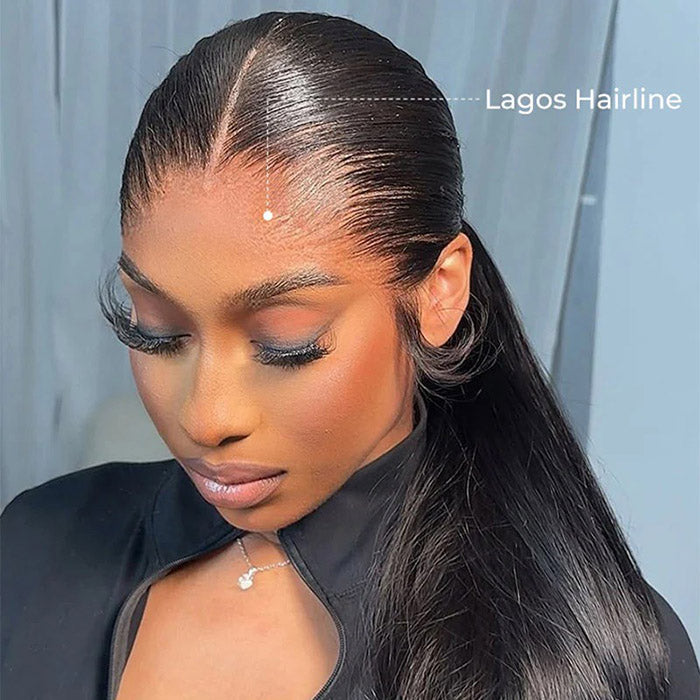 Flawless M-shaped Lagos Hairline Widows Peak Silk Straight Human Hair ...