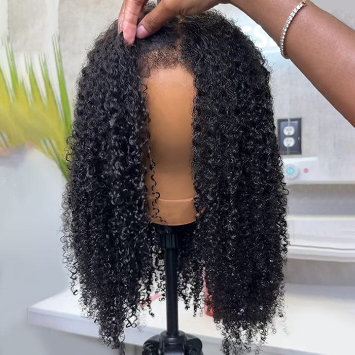 4C Hairline Wigs Kinky Curly 13x4 HD Lace Front Wig With Curly Baby ...