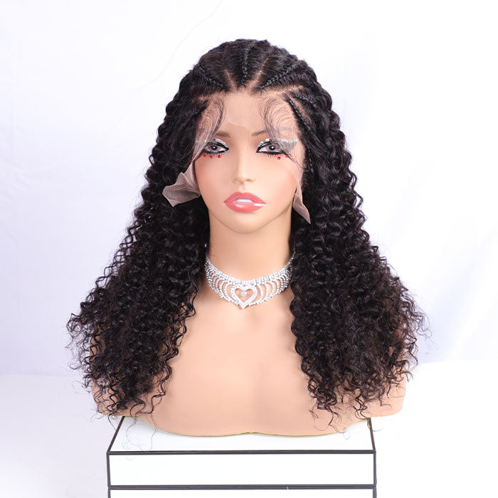 Pre Braiding Hairstyle Curly 180% Density 13x4 Lace Front Wig Braide H ...