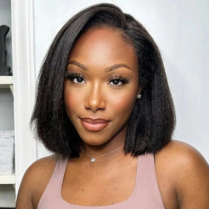 Yaki Straight Bob Wig 8x5 Pre Cut Pre Bleached Pre Plucked Human Hair ...