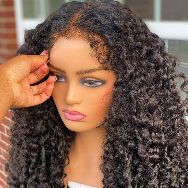 4C Curly Edge Lace Wig HD Lace Frontal Curly Human Hair Wig With Super ...
