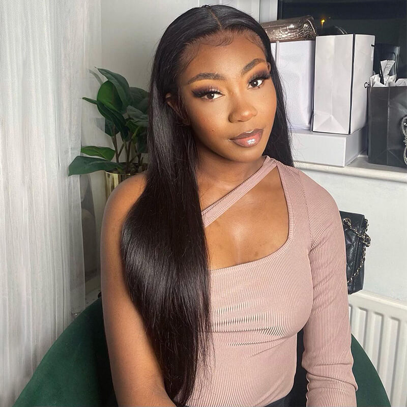 Subella Hair HD Transparent T Part Lace Wig Straight Human Hair